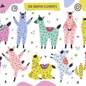 Llama Clipart Digital Paper - Alpaca Print - Alphabet - Lama Cactus ...