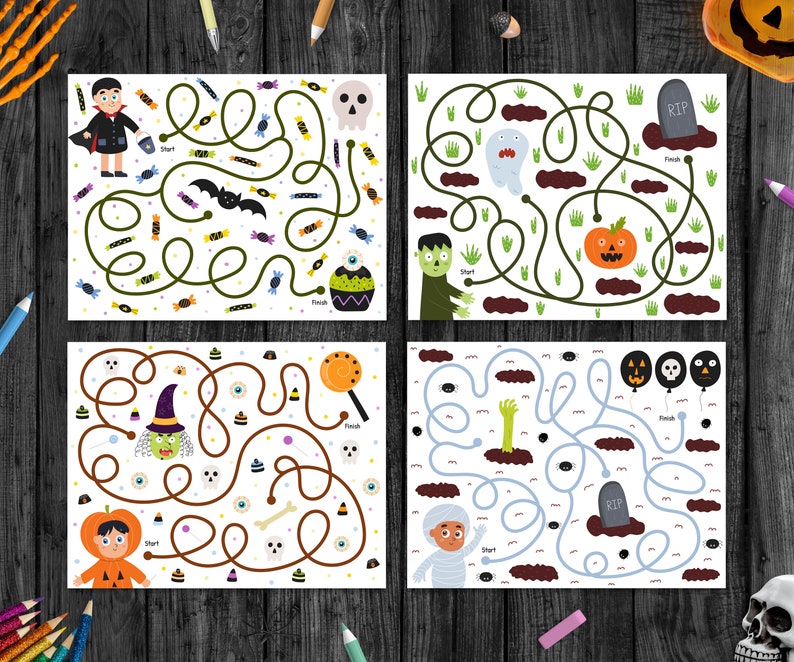 Halloween Maze Activity Book Printable, Halloween Busy Book for ...