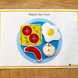 Food Matching Busy Book Page, My Plate Matching Worksheet for Toddlers ...