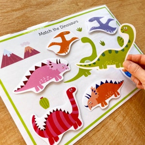 Dinosaurs Matching Busy Book Page, Dinosaurs Shadow Matching Worksheet ...