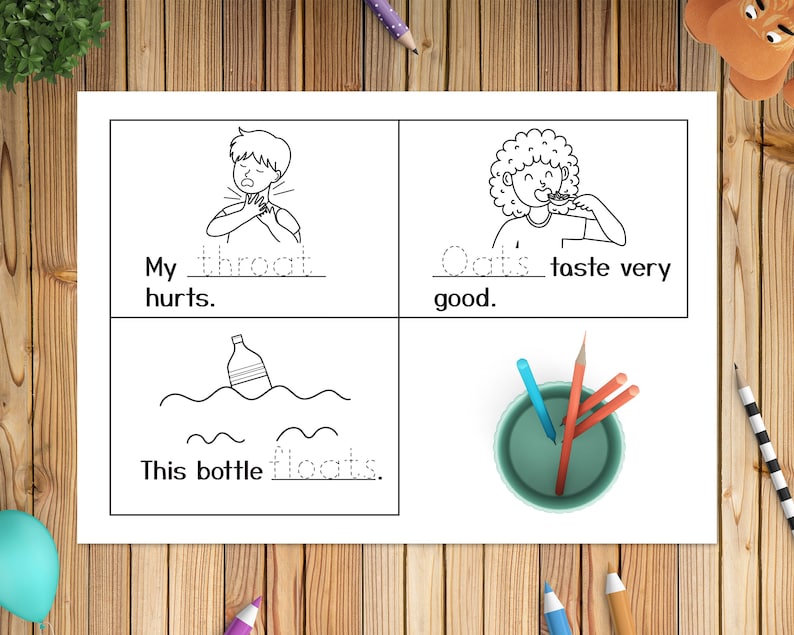 Phonics Printable Mini Book Learning oa Digraph Worksheets - Etsy