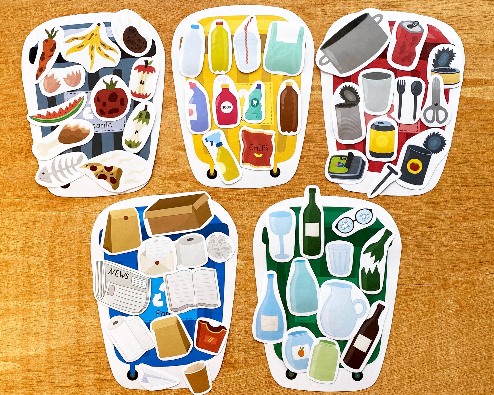 Waste Sorting Busy Book Printable Game for Toddlers, Trash Sorting ...