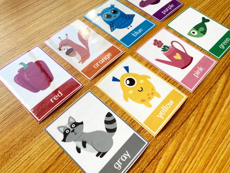 Colors Flashcards Printable PDF 3 Part Cards Colors Flash | Etsy