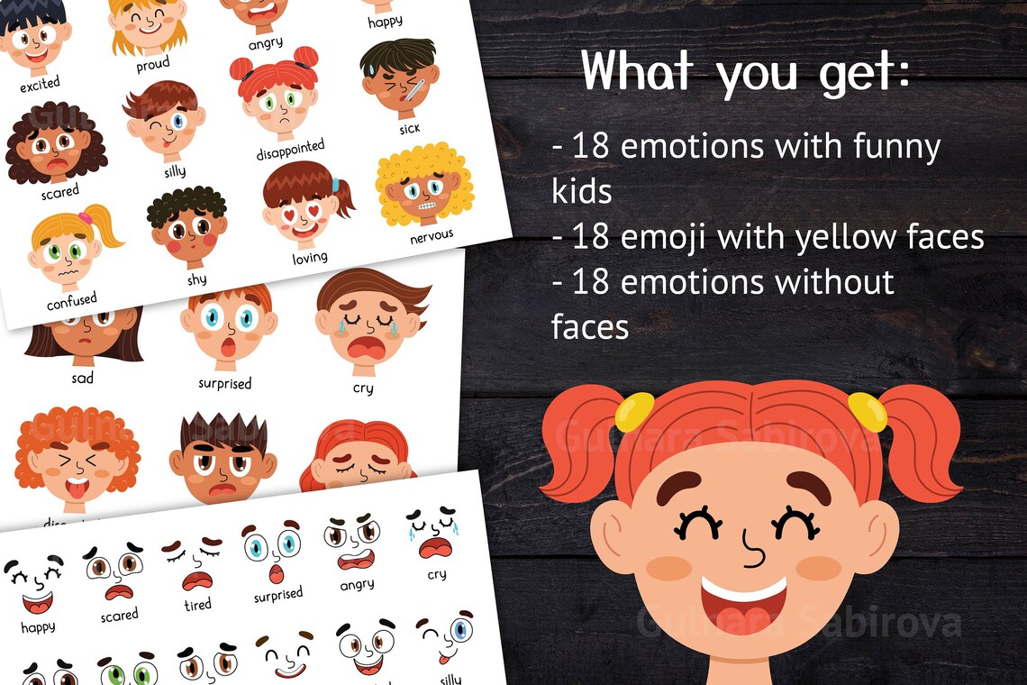 Emotions Clipart Kids Faces Emotions Clip Art Feelings Faces | Etsy