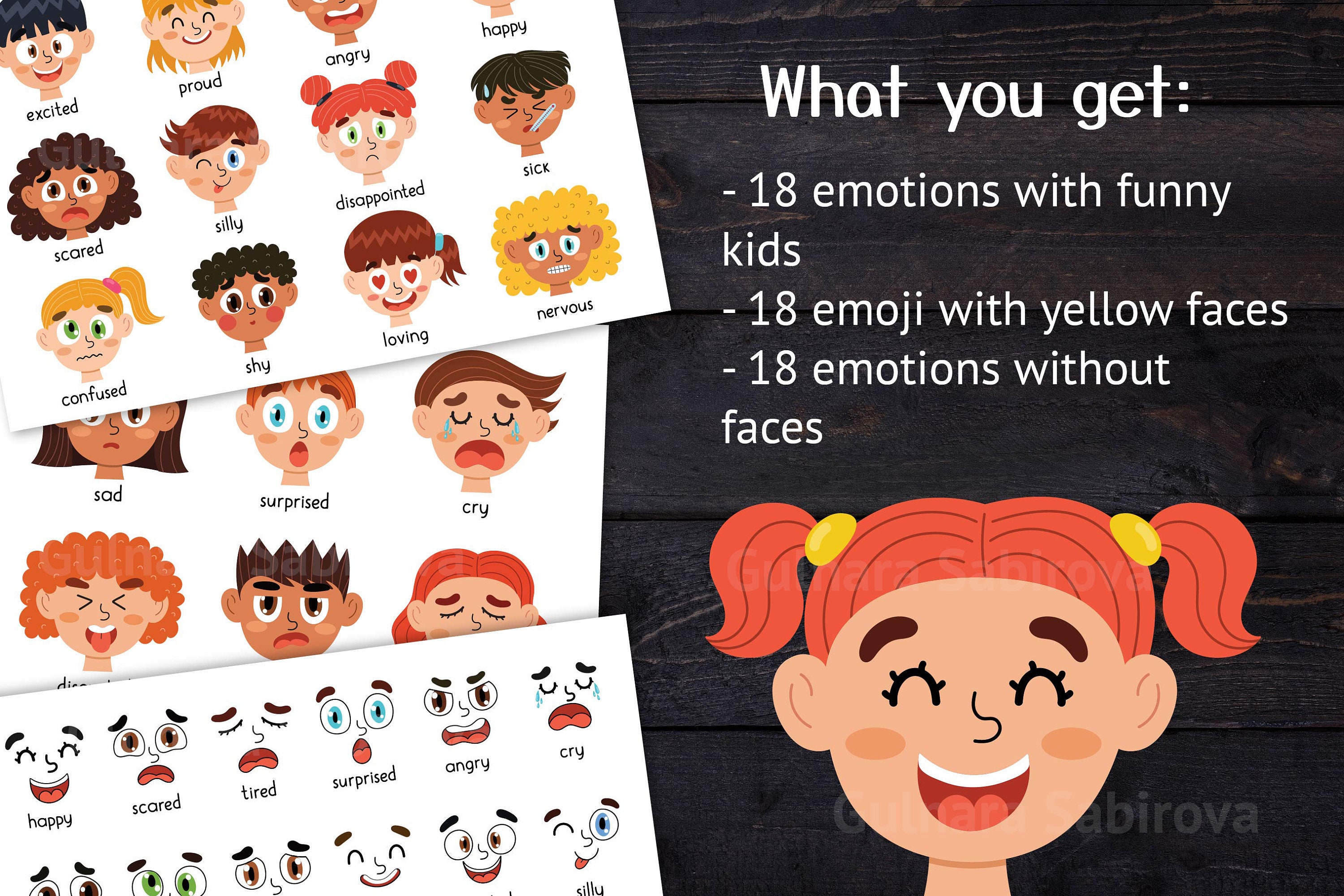 Emotions Clipart Kids Faces Emotions Clip Art Feelings Faces - Etsy