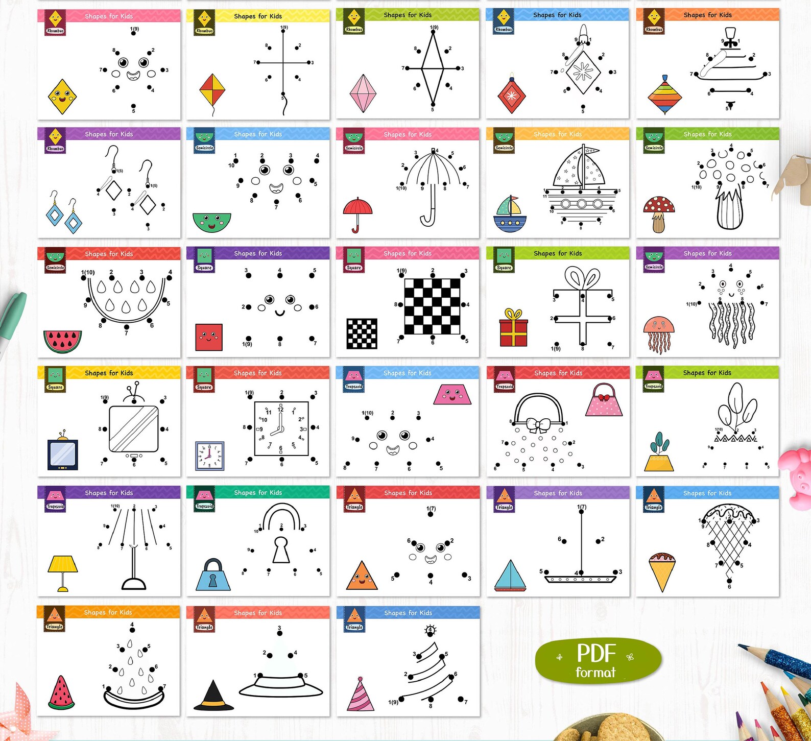 Shapes Activity Book Bundle Dot to Dot Worksheets Shapes - Etsy
