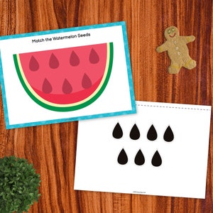 Watermelon Busy Book Page, Watermelon Seeds Matching Worksheet for ...