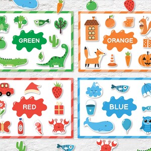 Color Sorting Busy Book for Toddlers, Printable Baby Quiet Book, Colors ...