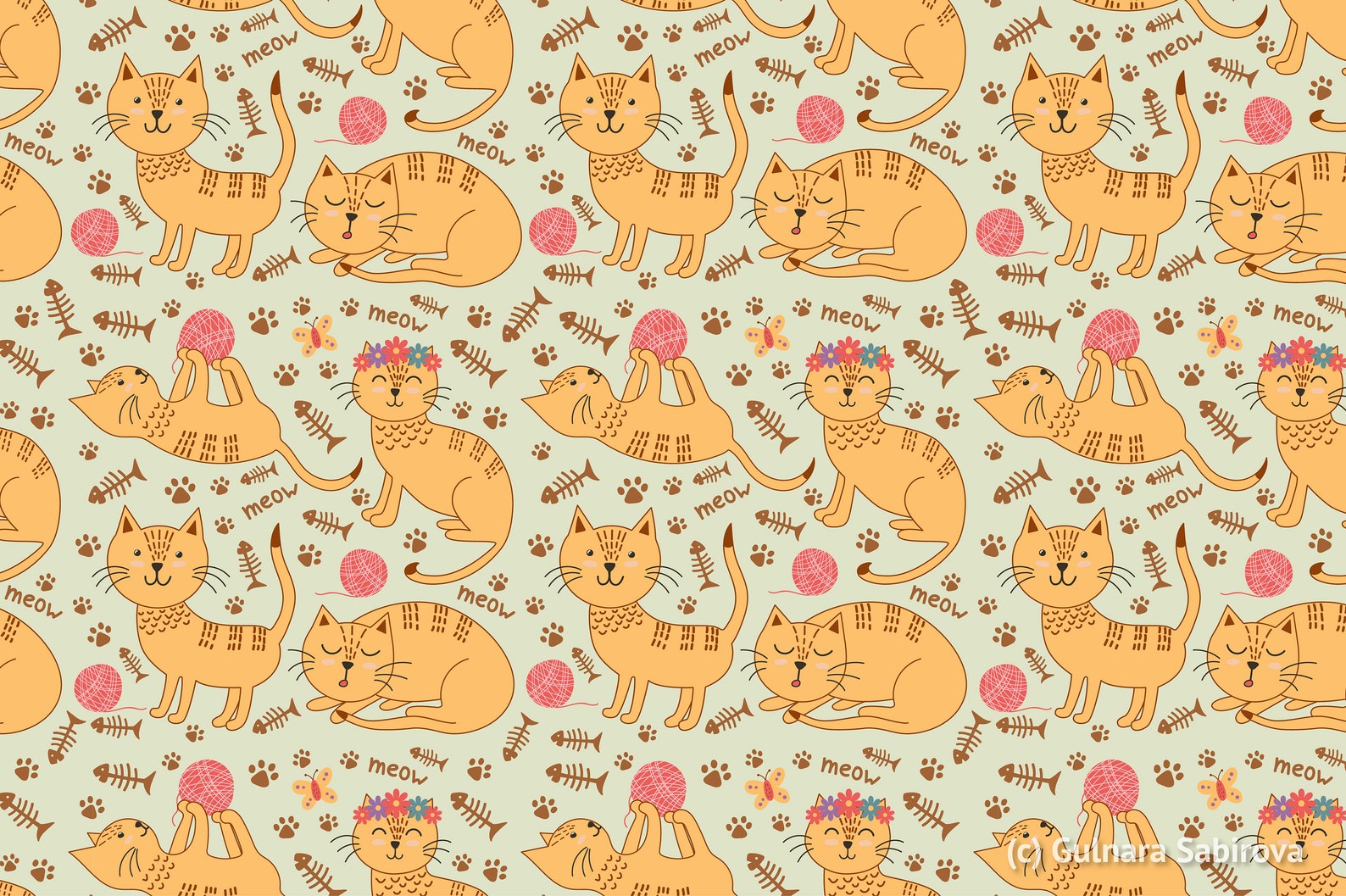 Cat Clipart and Digital Paper set Png Vector Eps Cute cats | Etsy