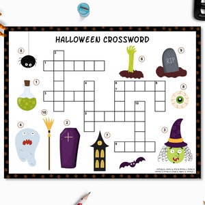 Halloween Crossword Puzzles Pdf for Kids, Halloween Crossword Printable ...