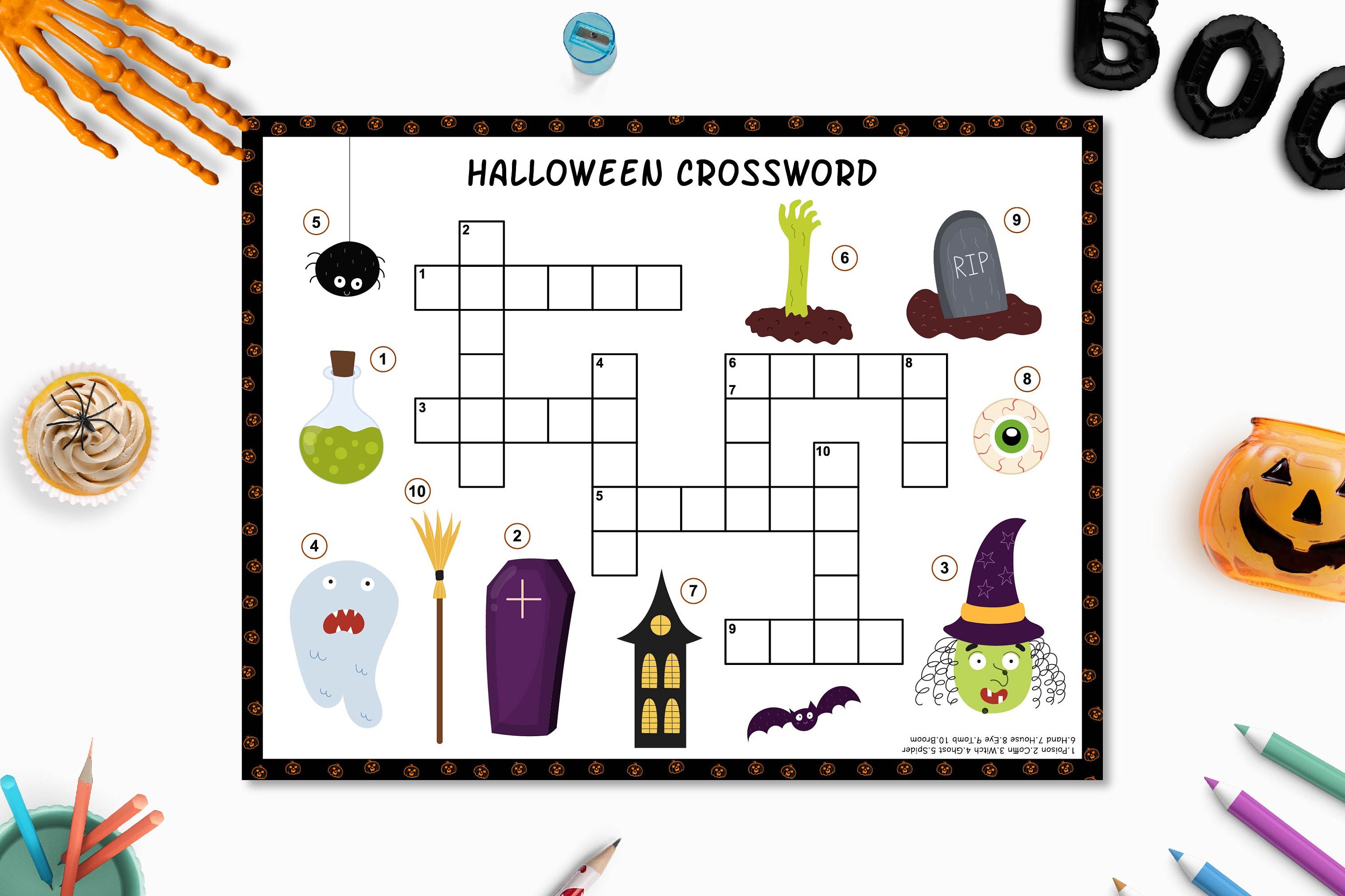 Halloween Crossword Puzzles Pdf for Kids Halloween Crossword - Etsy