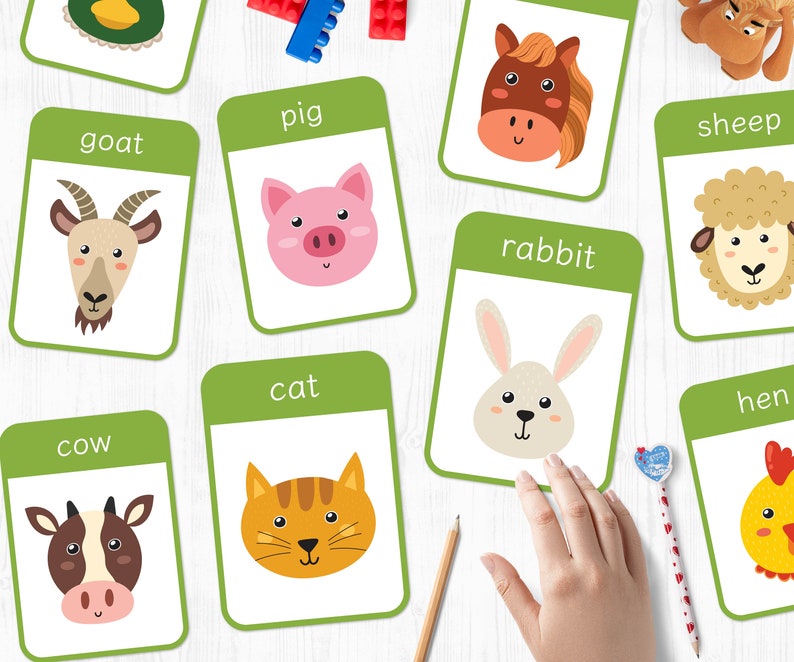 Farm Animals Flashcards Pdf Farm Animals Flash Cards - Etsy