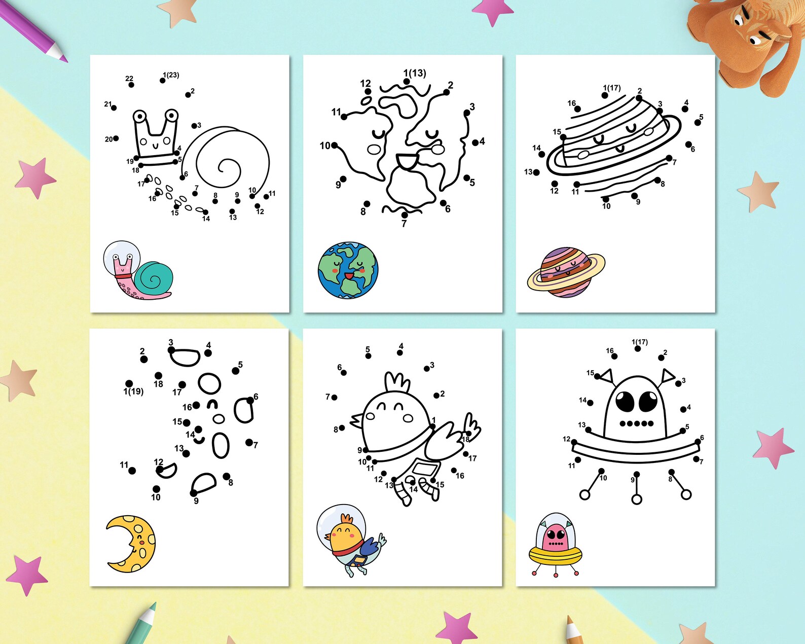 Space Dot to Dot Workbook for Kids Connect the Dots - Etsy