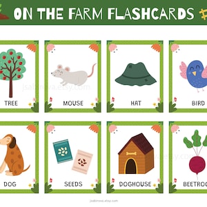 On the Farm Flashcards PDF, 48 Farm Animals Flash Cards Printable, Farm ...