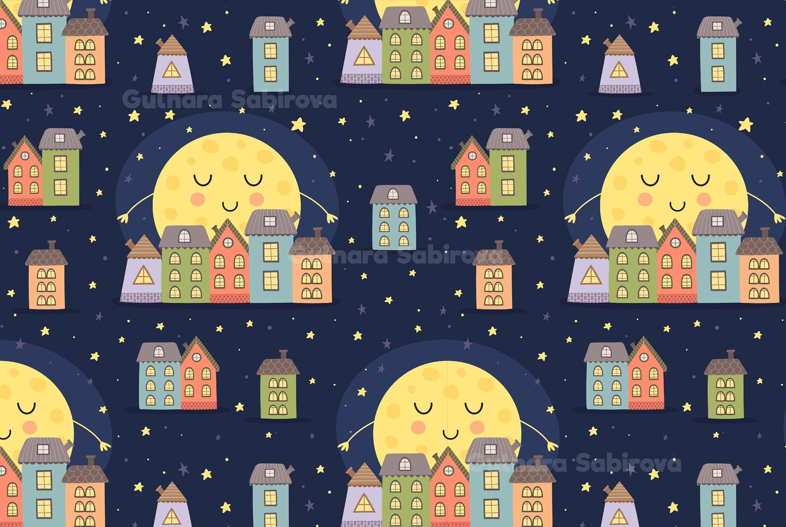 Good Night Clipart and Digital Paper Sweet Dreams Seamless | Etsy