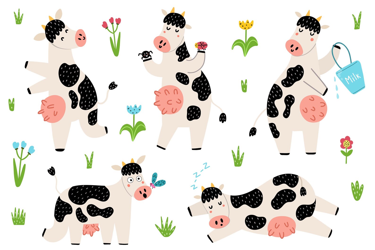 Cows Clipart and Digital Paper Moo Collection Cute Cows | Etsy