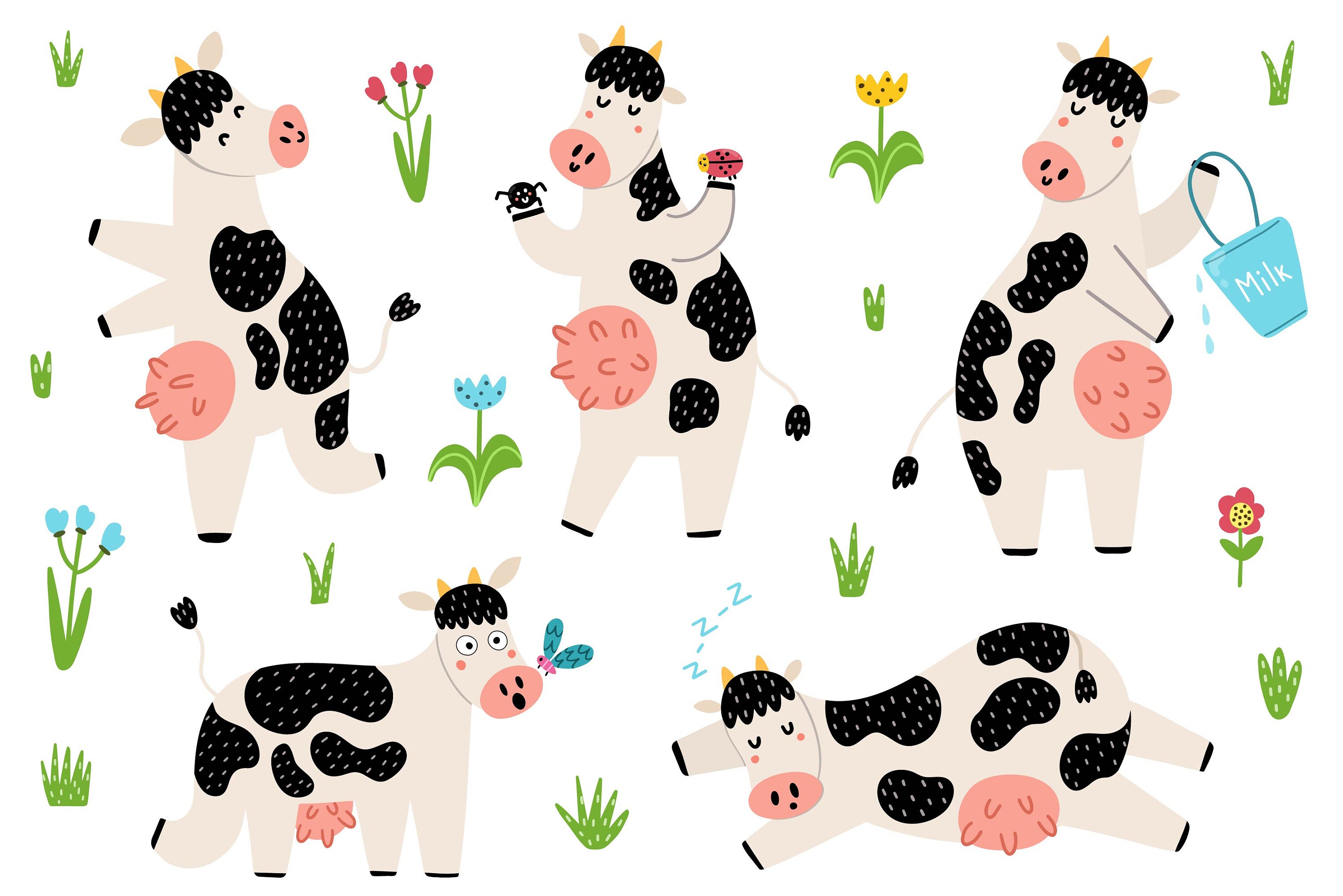 Cows Clipart and Digital Paper Moo Collection Cute Cows | Etsy