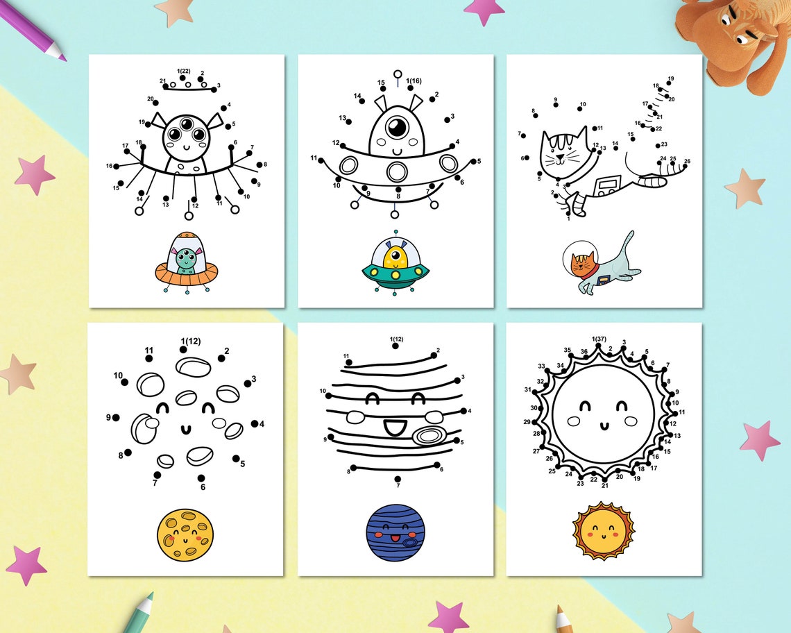 Space Dot to Dot Workbook for Kids Connect the Dots - Etsy