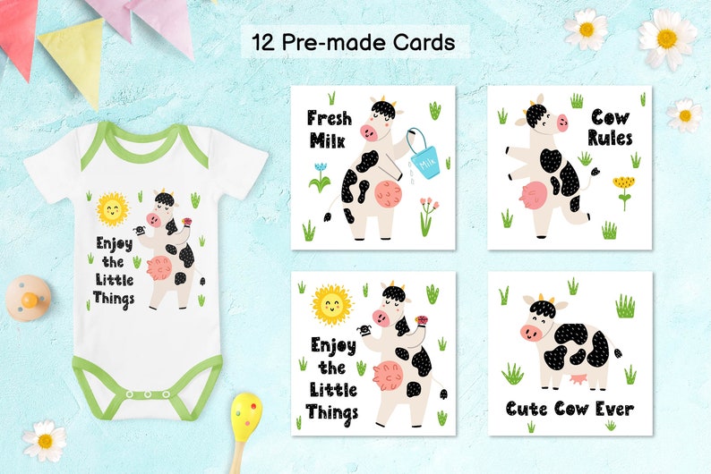 Cows Clipart and Digital Paper - Moo Collection, Cute Cows Print Png ...