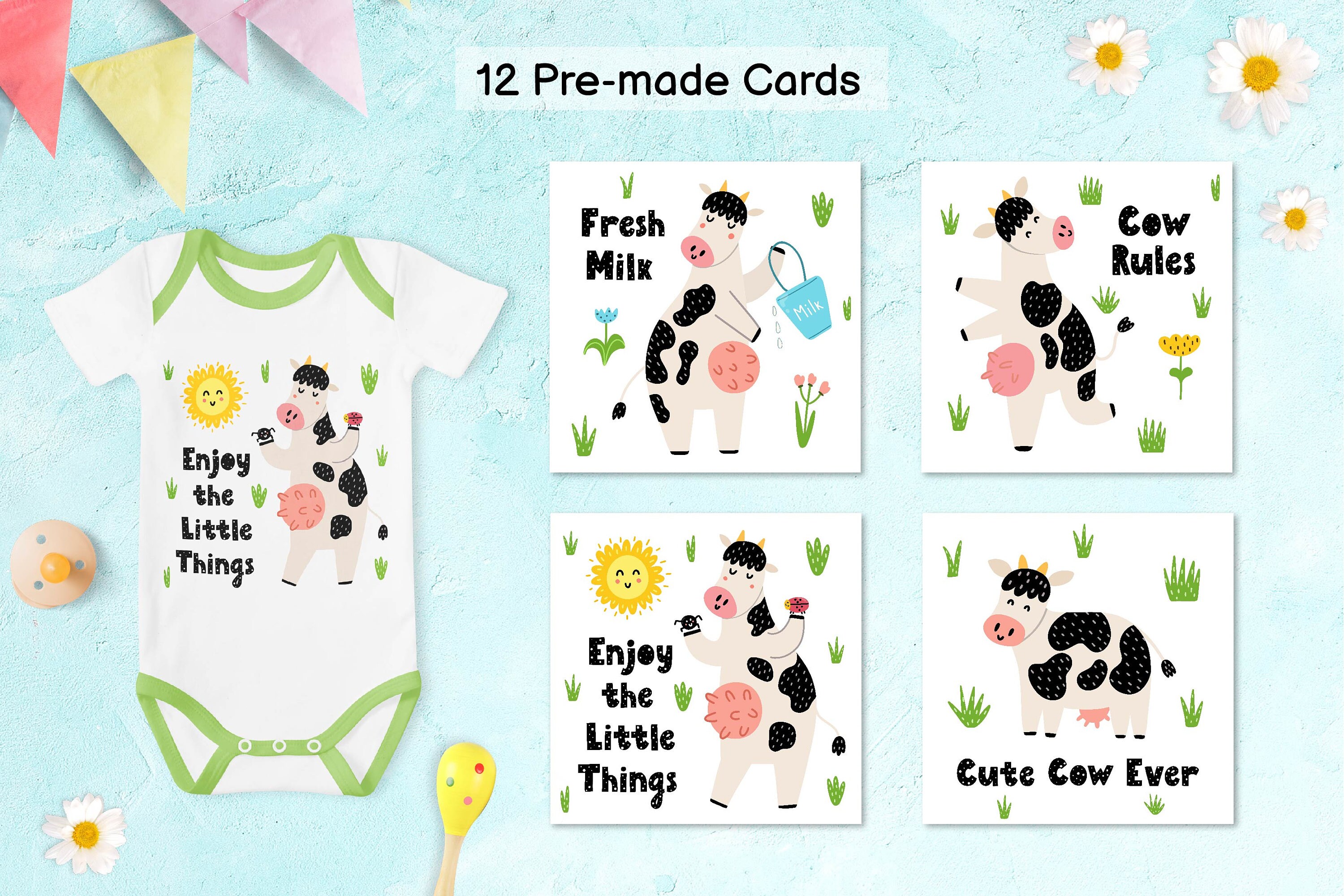 Cows Clipart and Digital Paper Moo Collection Cute Cows | Etsy