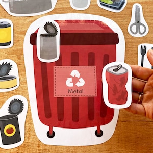 Waste Sorting Busy Book Printable Game for Toddlers, Trash Sorting ...