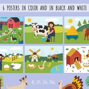 Farm Animals Clipart Bundle, Farm Graphics Set Clip Art in Color and ...