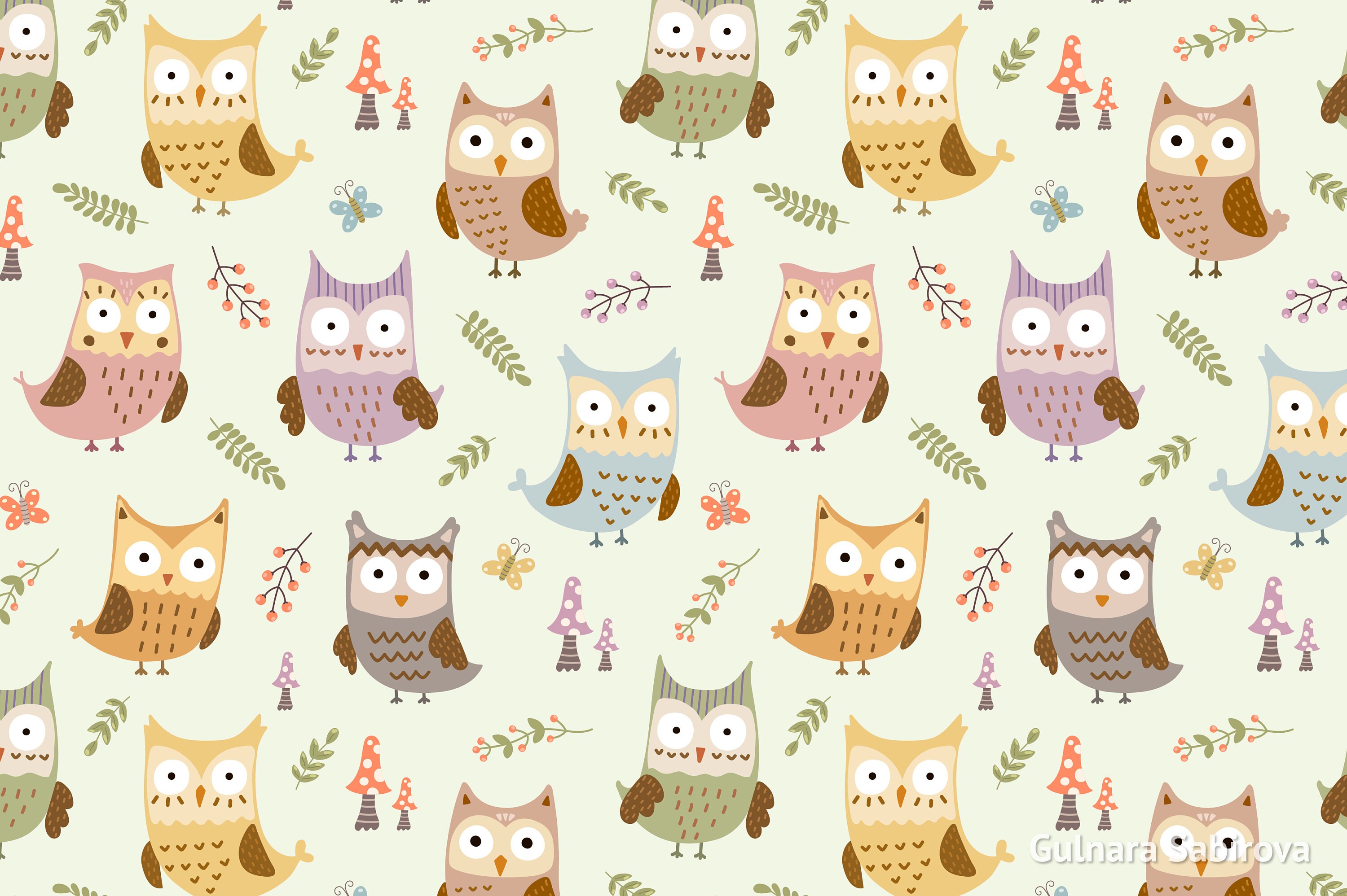 Cute Owls Digital Paper Forest Seamless Patterns Printable | Etsy