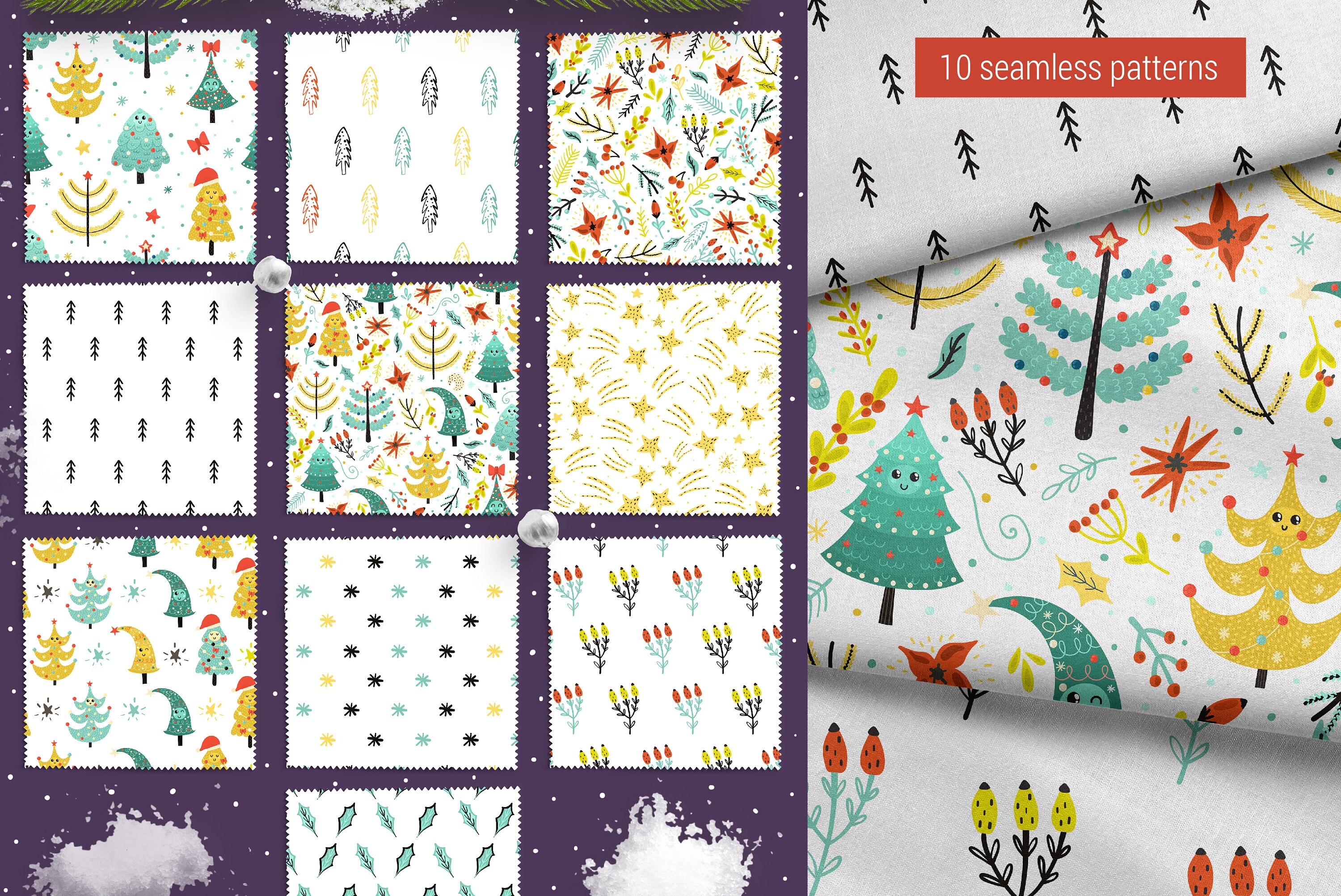 Christmas Tree Clipart and Digital Paper Collection / Png | Etsy