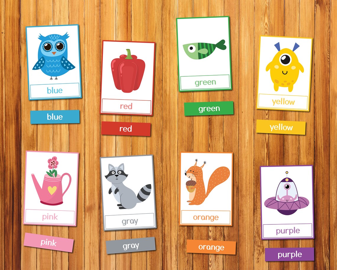 Colors Flashcards Printable PDF 3 Part Cards Colors Flash | Etsy