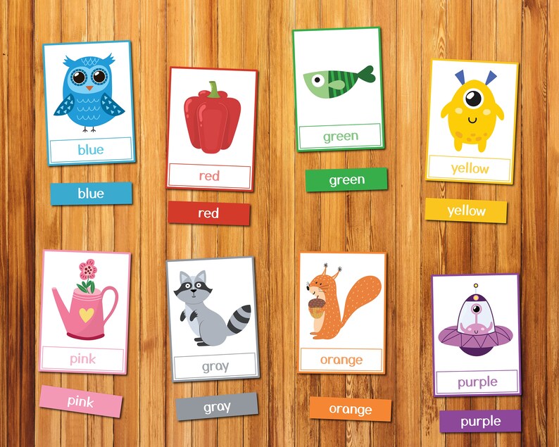 Colors Flashcards Printable PDF 3 Part Cards Colors Flash | Etsy