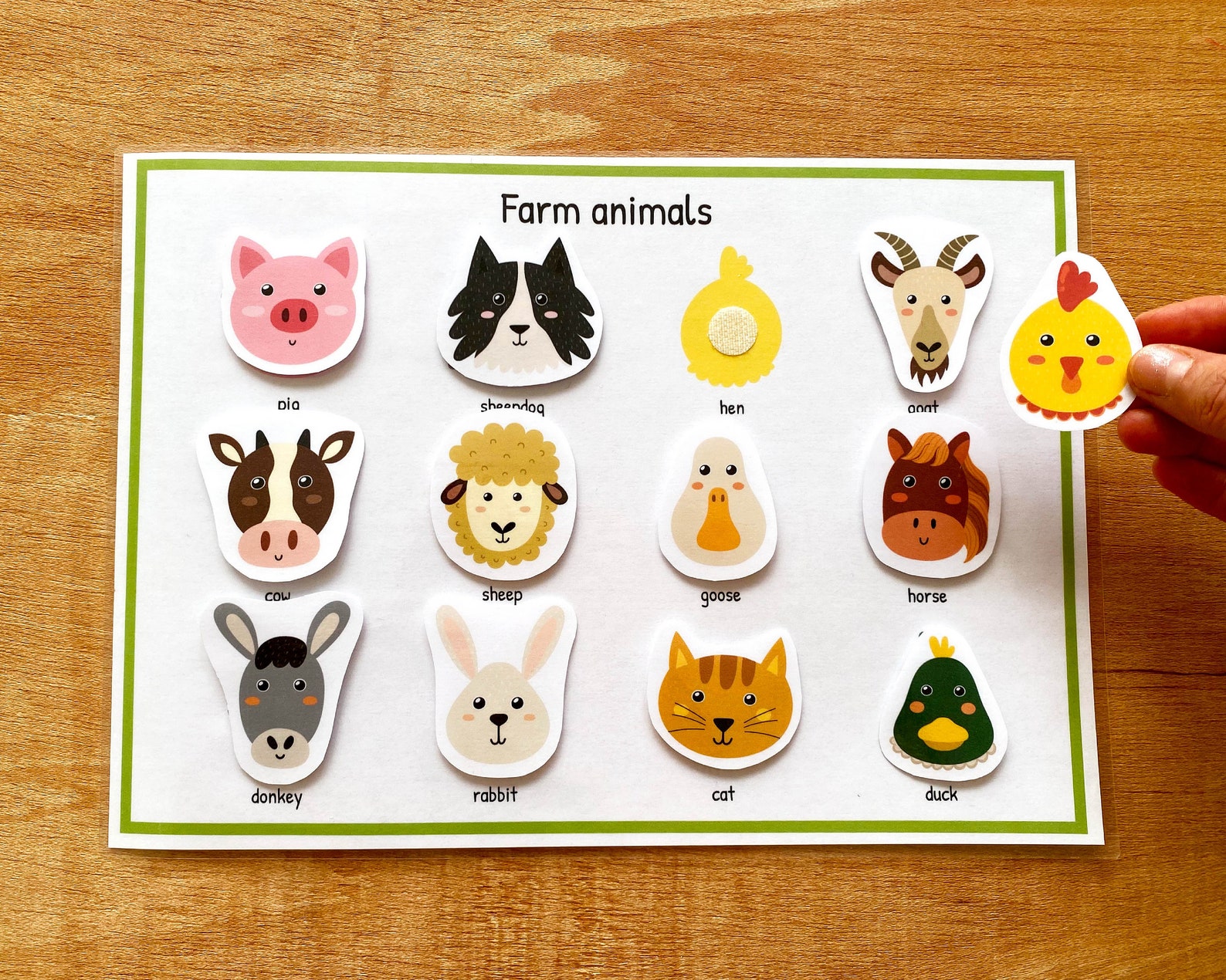 Farm Animals Busy Book Page Farm Animals Matching Game - Etsy