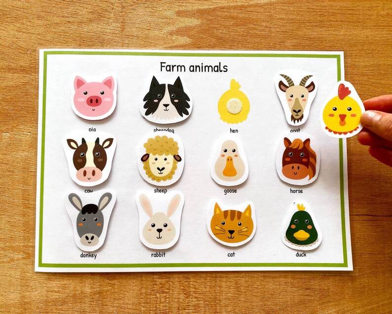 Farm Animals Busy Book Page Farm Animals Matching Game - Etsy