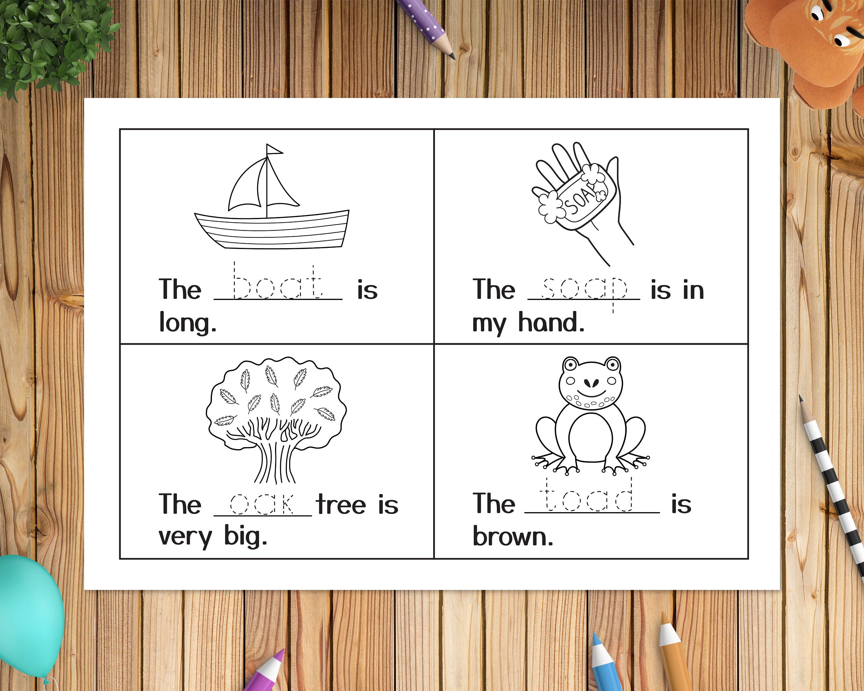 Phonics Printable Mini Book Learning oa Digraph Worksheets | Etsy
