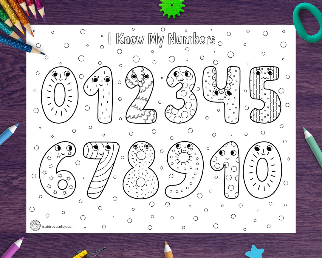 Cute Numbers Coloring Page, Color the Numbers 0 to 10 Coloring Page ...