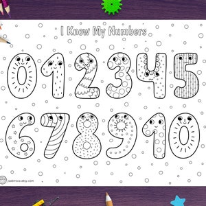 Cute Numbers Coloring Page, Color the Numbers 0 to 10 Coloring Page ...
