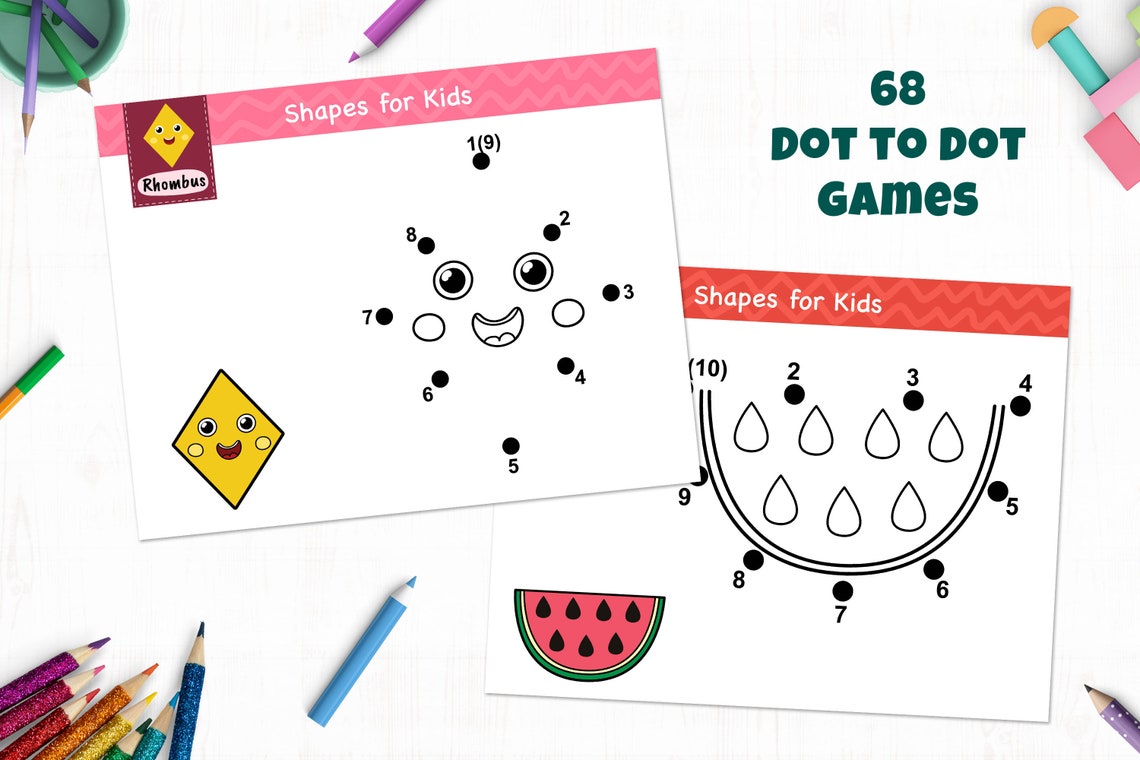 Shapes Activity Book Bundle Dot to Dot Worksheets Shapes - Etsy