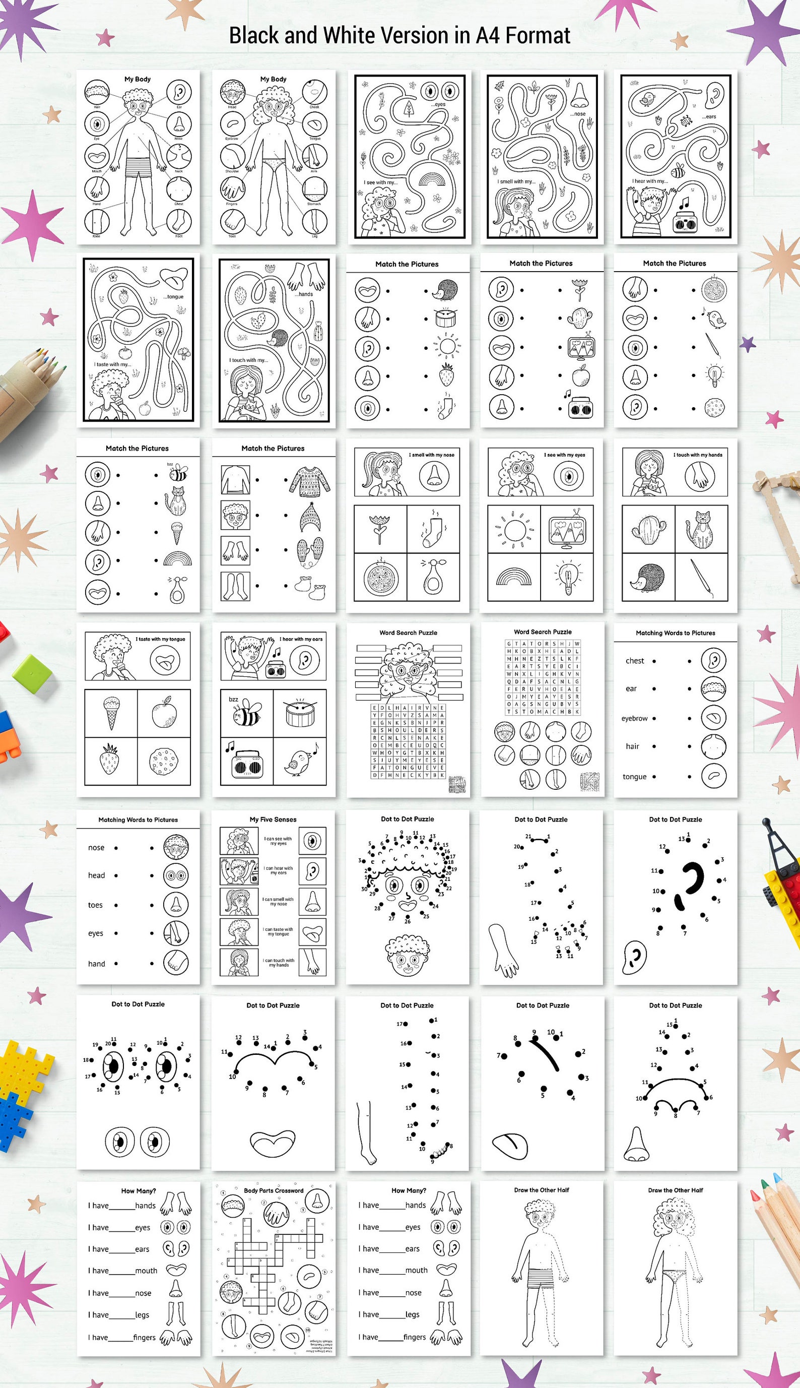 Body Parts Activity Book Pdf My Body Activity Pages | Etsy