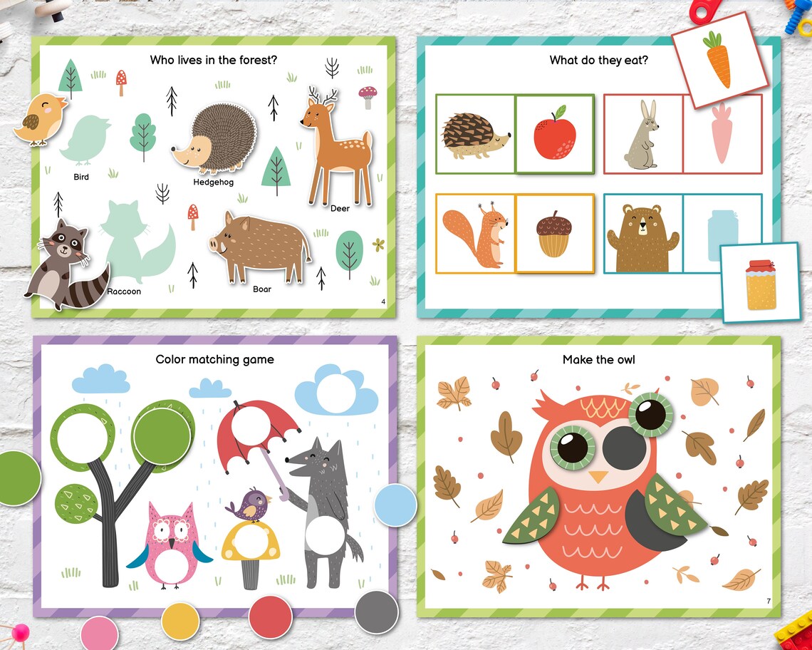 Forest Busy Book for Toddlers Quiet Book Pdf Forest Animals - Etsy
