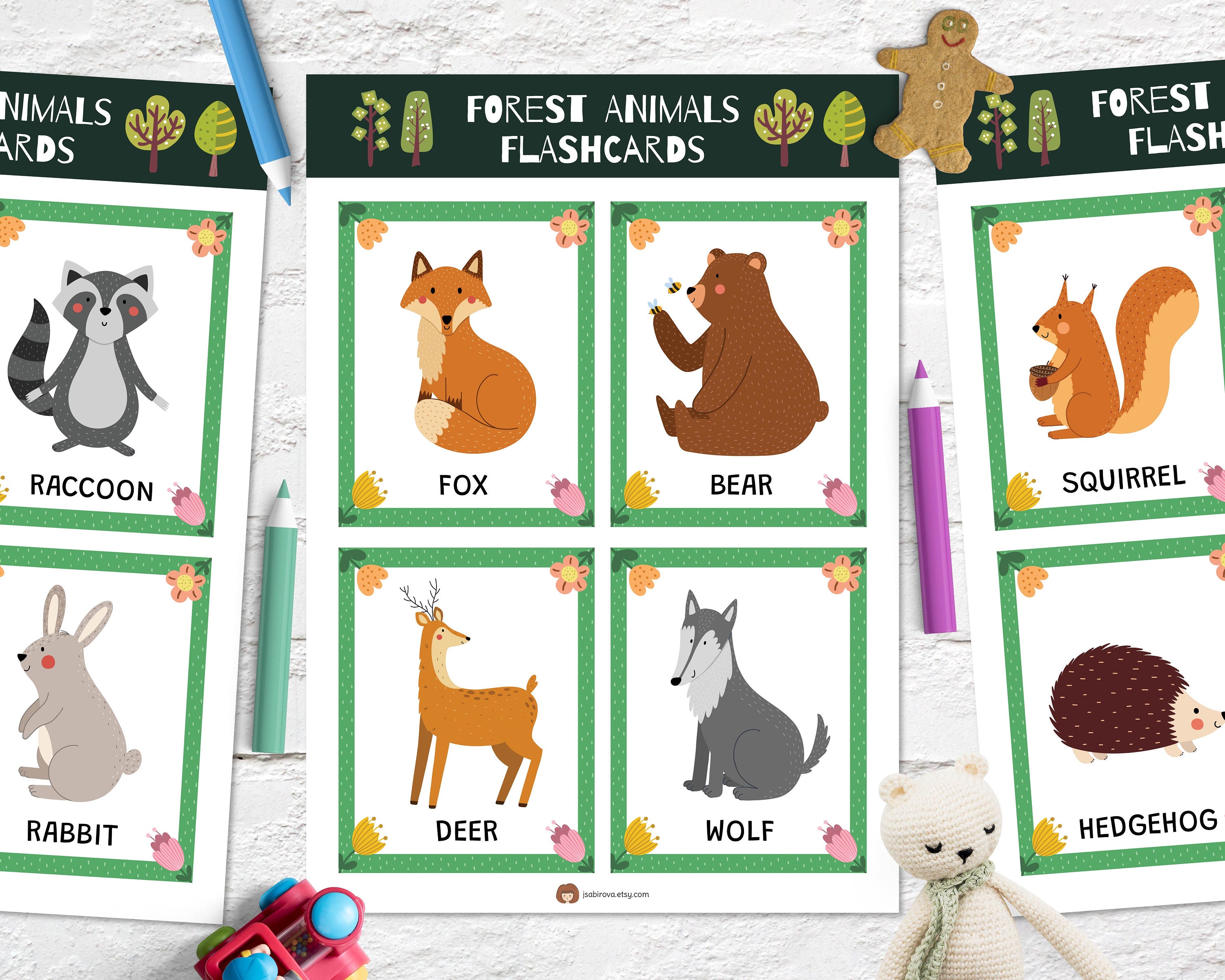 Forest Animals Flashcards Pdf, Woodland Animals Flash Cards Printable ...