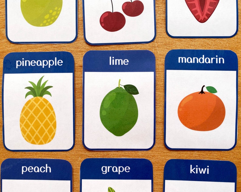 Fruits Flashcards Pdf Fruits Flash Cards Printable - Etsy