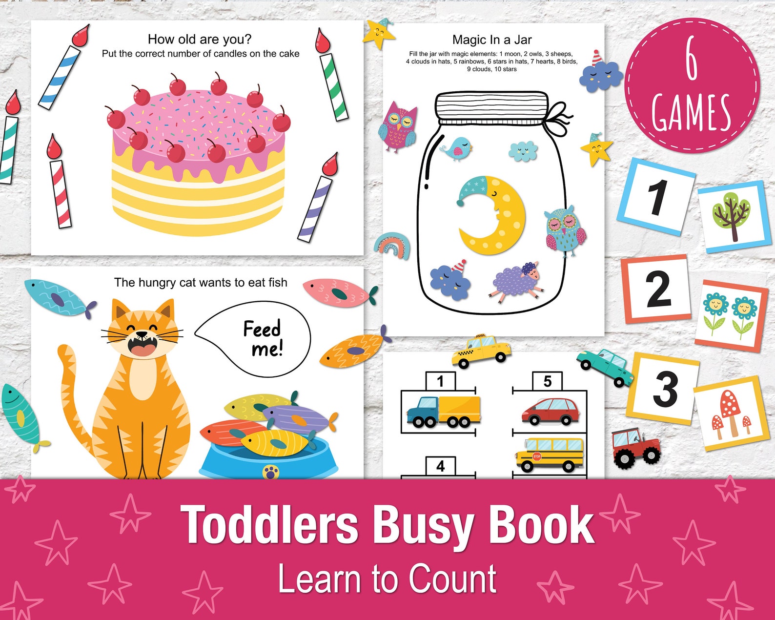 Learn to Count Busy Book for Toddlers A4 6 Printable Games | Etsy