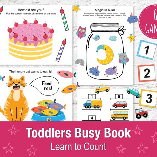 Learn to Count Busy Book for Toddlers A4 6 Printable Games | Etsy