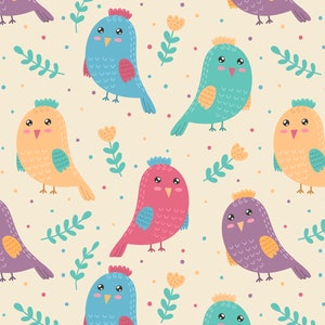 Birds Clipart and Digital Paper - Eps Png Ai - Cute Animals Patterns ...
