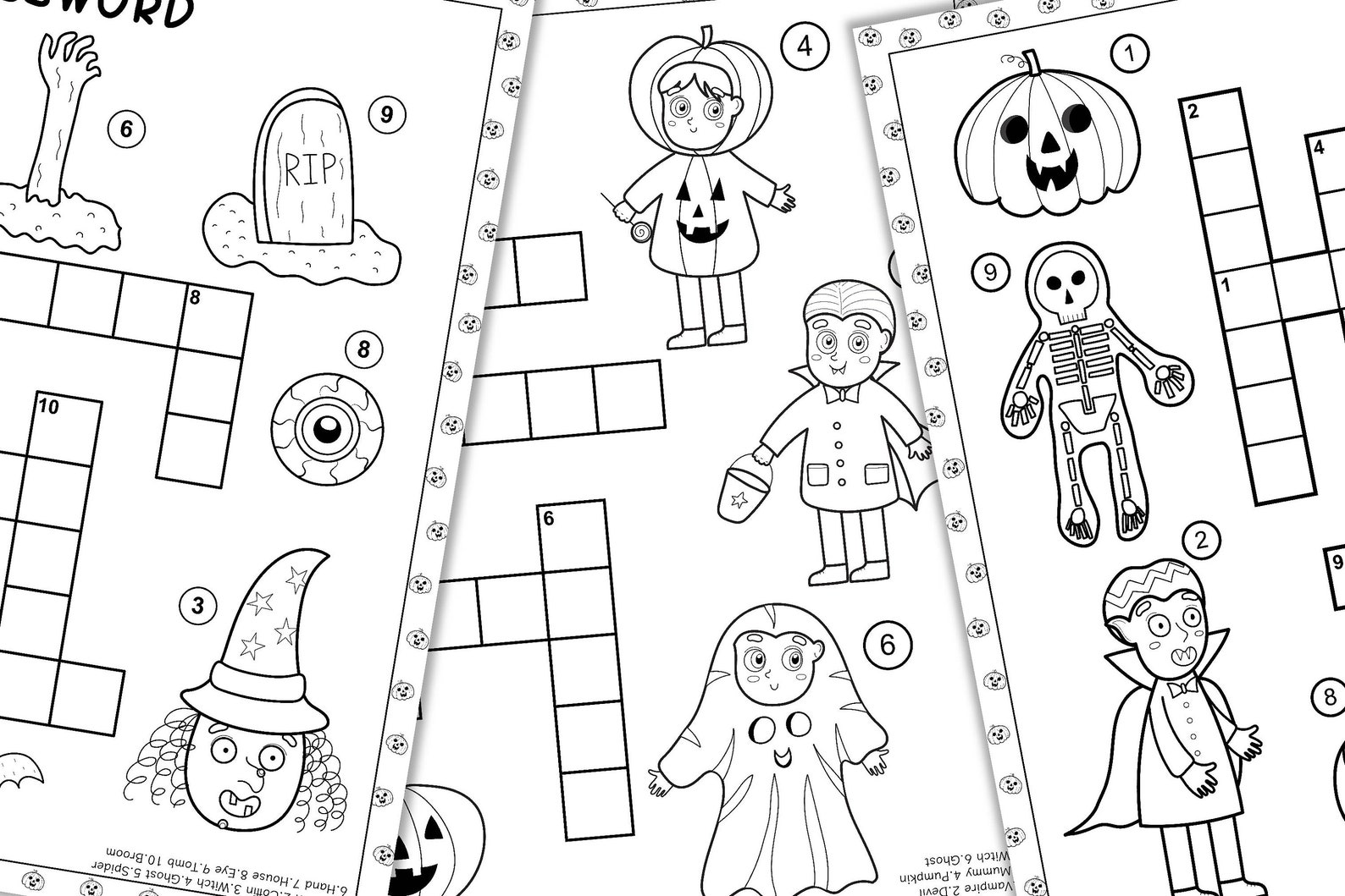 Halloween Crossword Puzzles Pdf for Kids, Halloween Crossword Printable ...