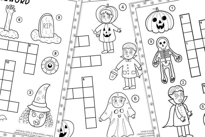 Halloween Crossword Puzzles Pdf for Kids, Halloween Crossword Printable ...