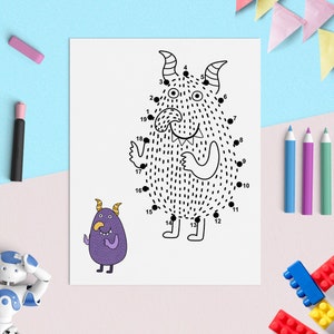 Connect the Dots Printable Worksheets for Kids With Monsters, Quiet ...