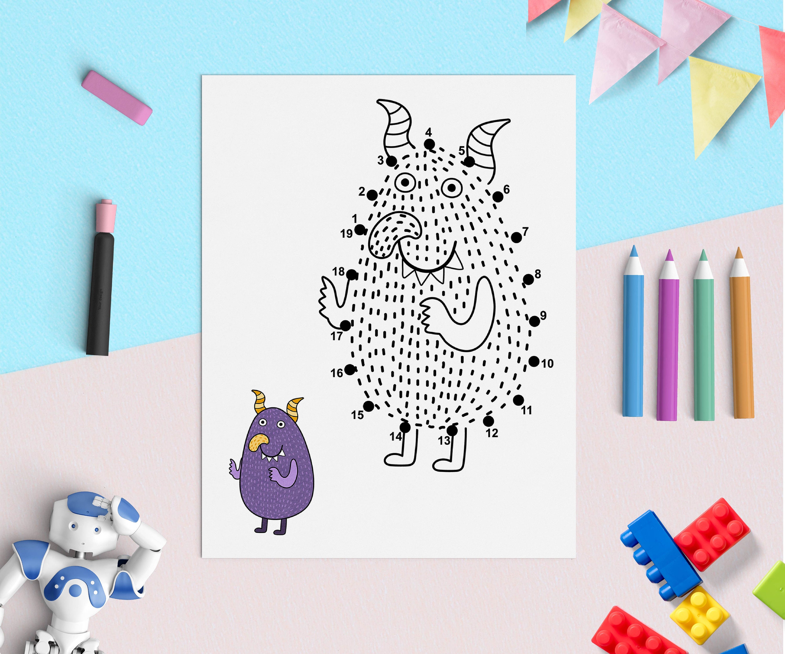Connect the Dots Printable Worksheets for Kids With Monsters - Etsy