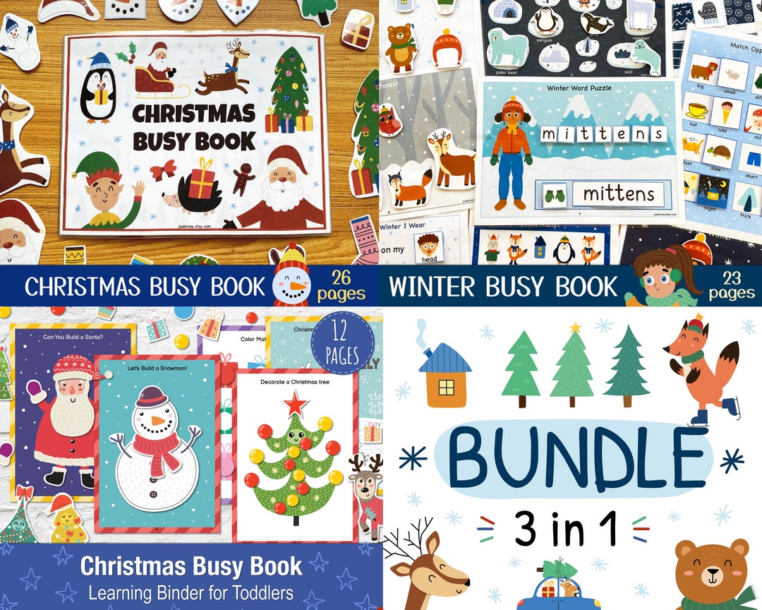 Christmas and Winter Busy Book Bundle for Toddlers, Set of 3 Toddler ...