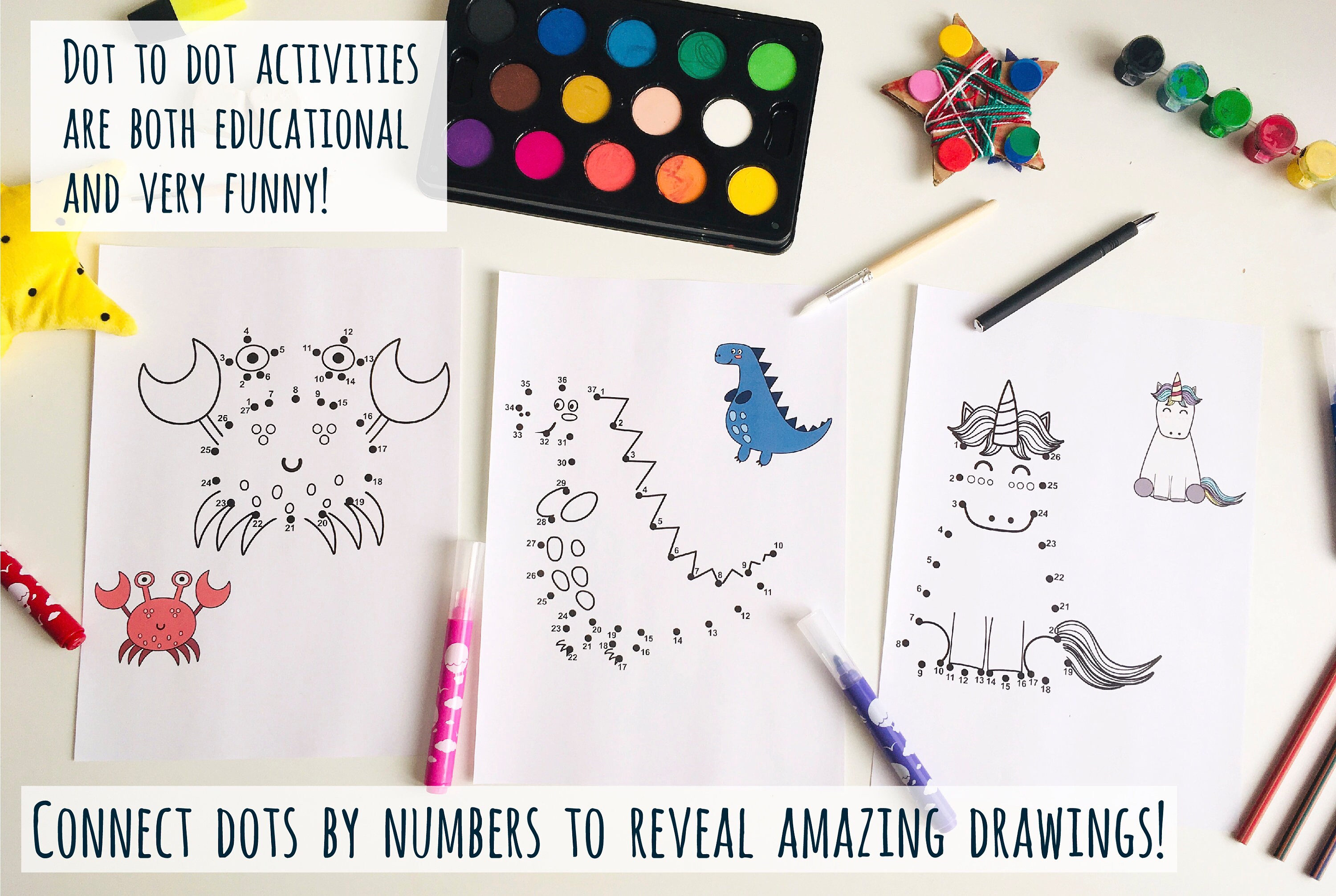 60 Dot to Dot Drawing Games Bundle for Kids Printable Puzzles | Etsy