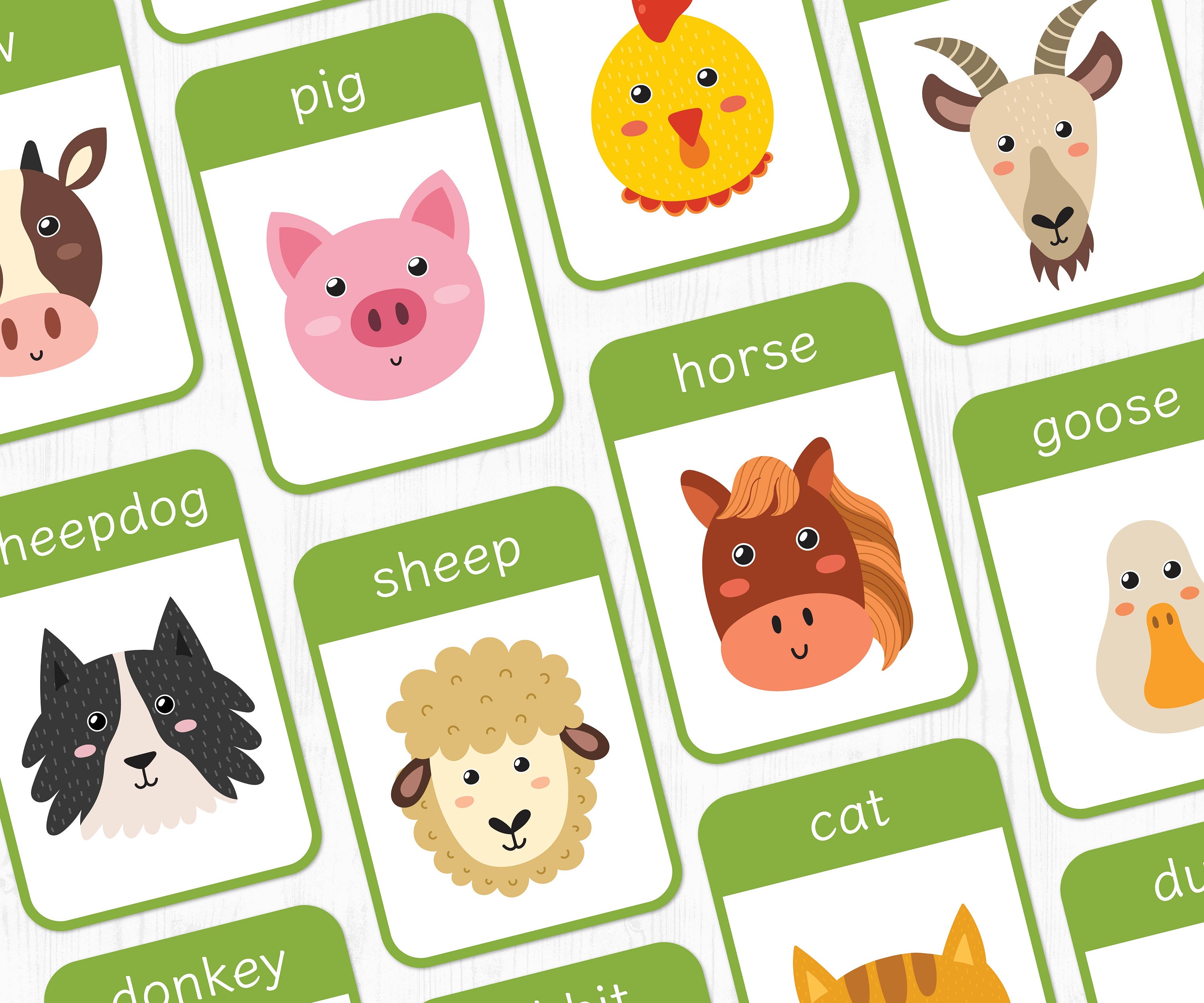 Farm Animals Flashcards Pdf Farm Animals Flash Cards - Etsy
